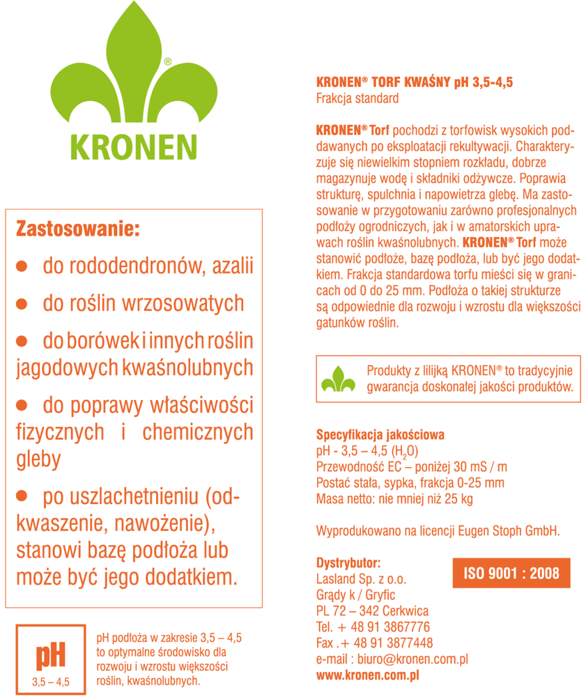 Kronen Torf Kwaśny 80l pH 3,5-4,5 - Paleta (36 sztuk) | sklep ...